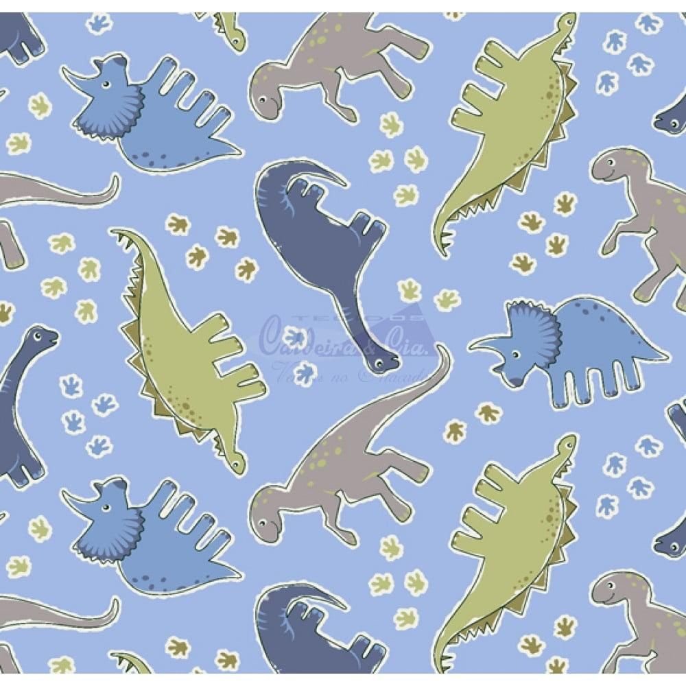 Tecido Tricoline Dino Azul