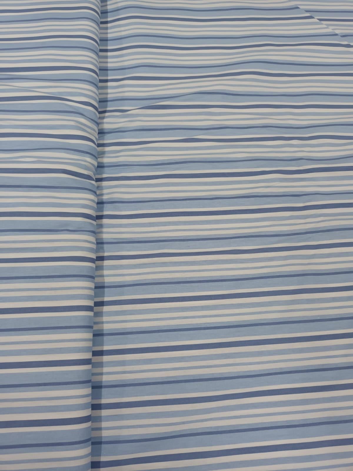 Tecido Tricoline Listra Branco e Azul Ref:2077-Bazar Setti