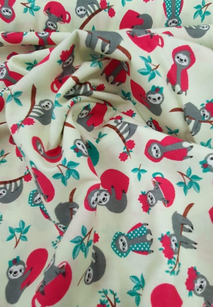 Tecido Tricoline Bege Preguiça