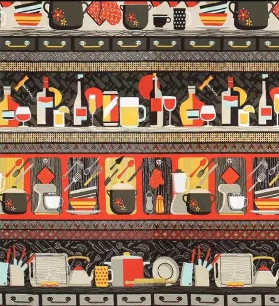 Tecido Tricoline Barrado Utensílios