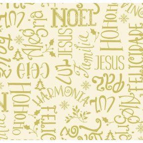 Tecido Tricoline Natal Dourado Ref:1346