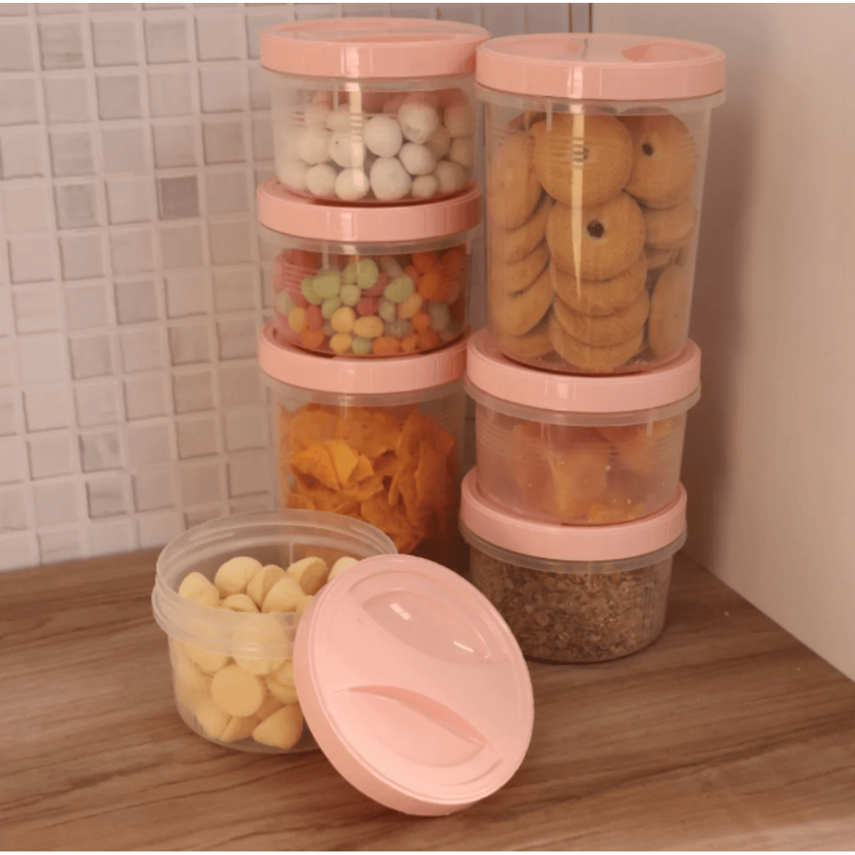 Pote Container Transparente Redondo Tampa de Rosca 1 Litro-Bazar Setti