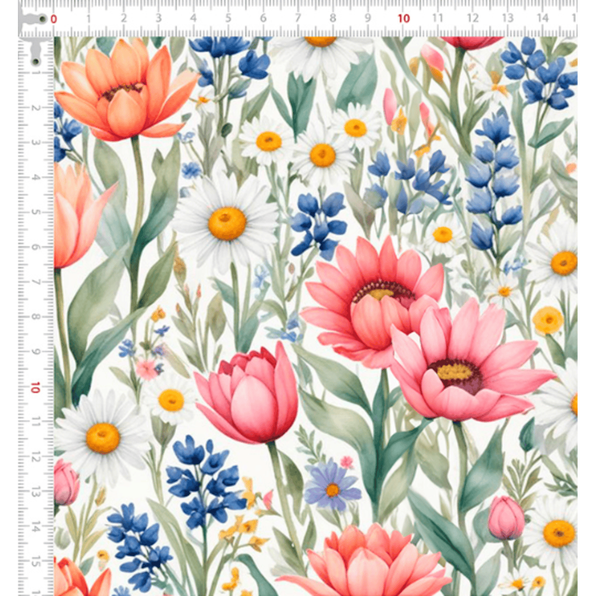 Tecido Tricoline Floral Ref:9050 Cor 193-Bazar Setti