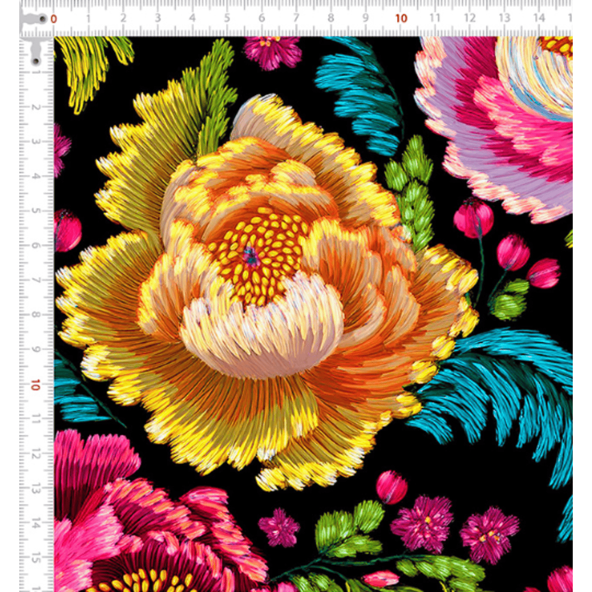 Tecido Tricoline Floral Ref:9050 Cor 252-Bazar Setti