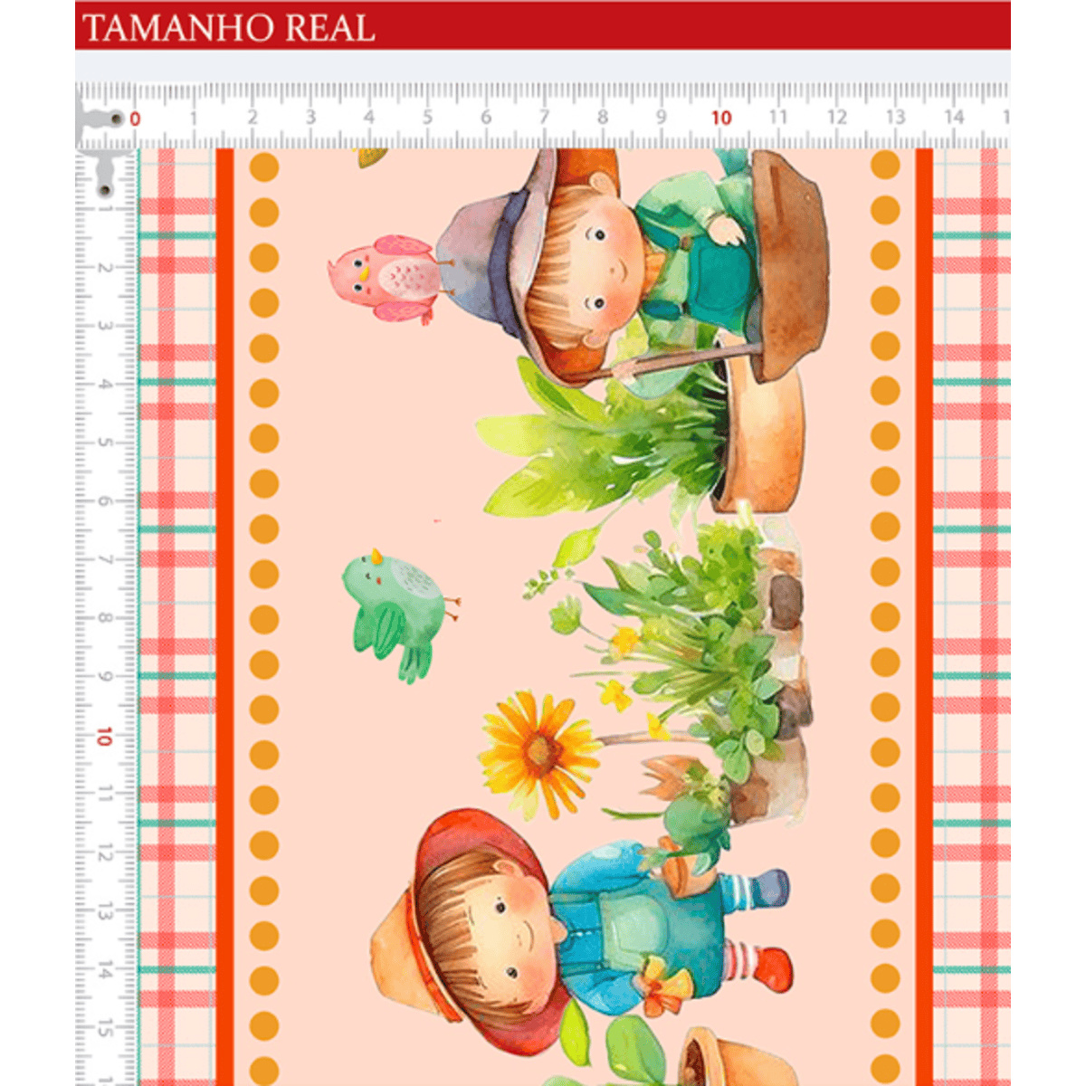 Tecido Tricoline Barrado Fazendinha Ref:9050 Cor 223-Bazar Setti