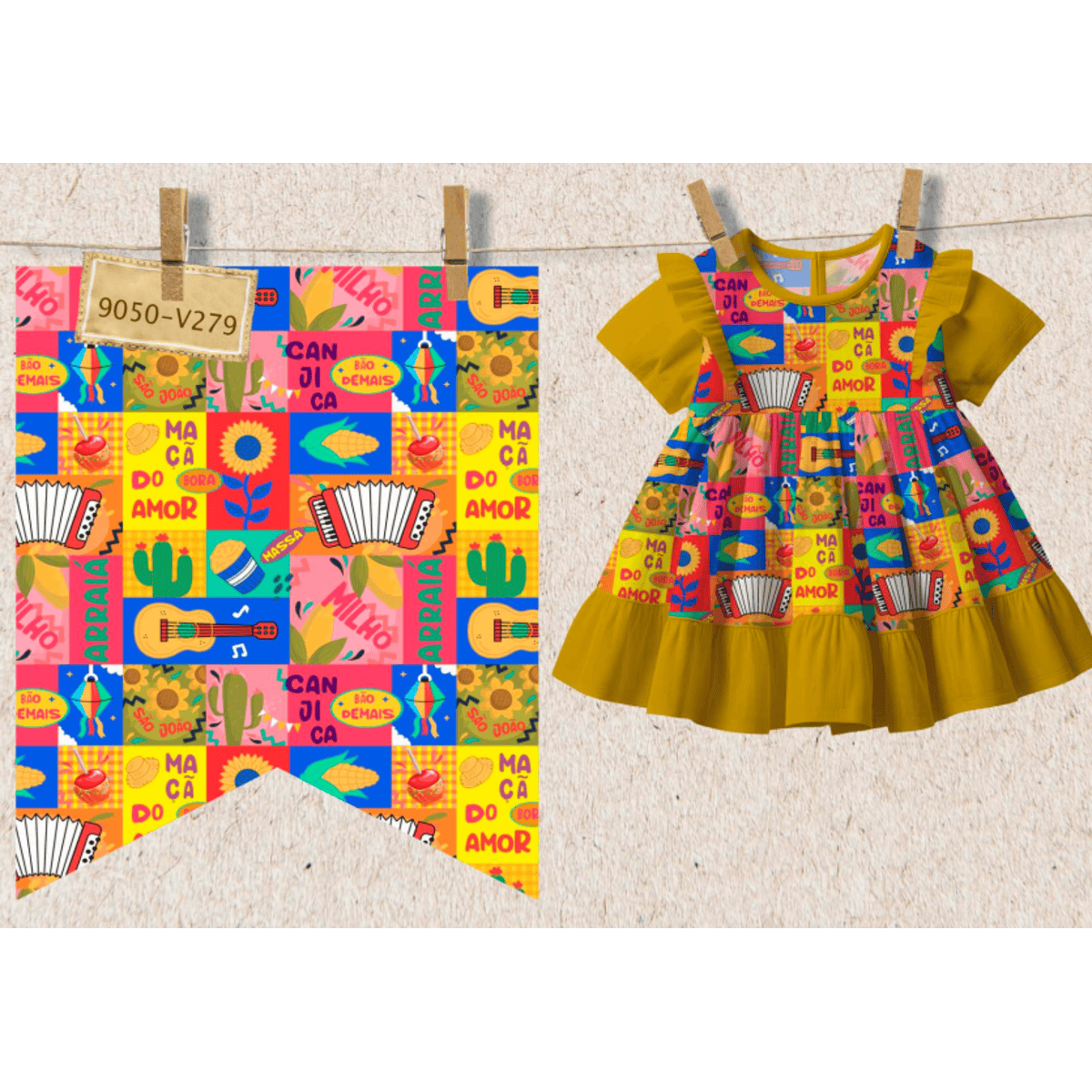 Tecido Tricoline Festa Junina Ref:9050 Cor 279-Bazar Setti